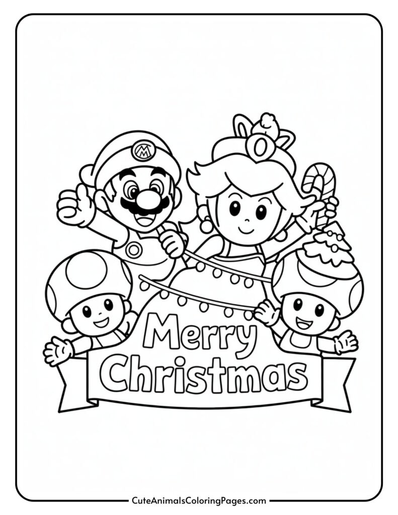 Mario Christmas Coloring Pages (8 Printable Pages) - Coloring Feel